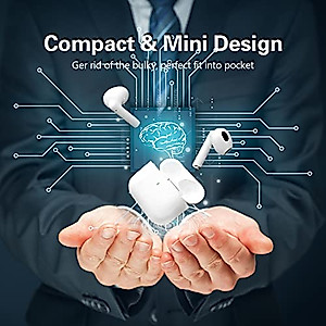 AAZ Wireless 5.2 Bluetooth Headphones, Wireless Gaming Earbuds with Stereo Sound, in-Ear bass Sports White Headphones with Built-in Microphone