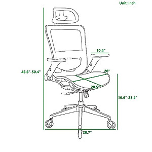 Office Chair, High Back Ergonomic Desk Chair, Breathable Mesh Desk Chair with Adjustable Lumbar Support and Headrest, Swivel Task Chair with Armrests, Executive Chair for Home Office (Black)