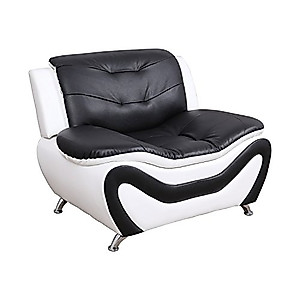 Beverly Fine Furniture 3 Piece Aldo Modern Sofa Set, Black/White