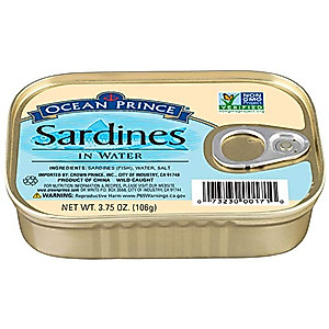 Ocean Prince Sardines in Water, 3.75 Ounce Cans (Pack of 12)