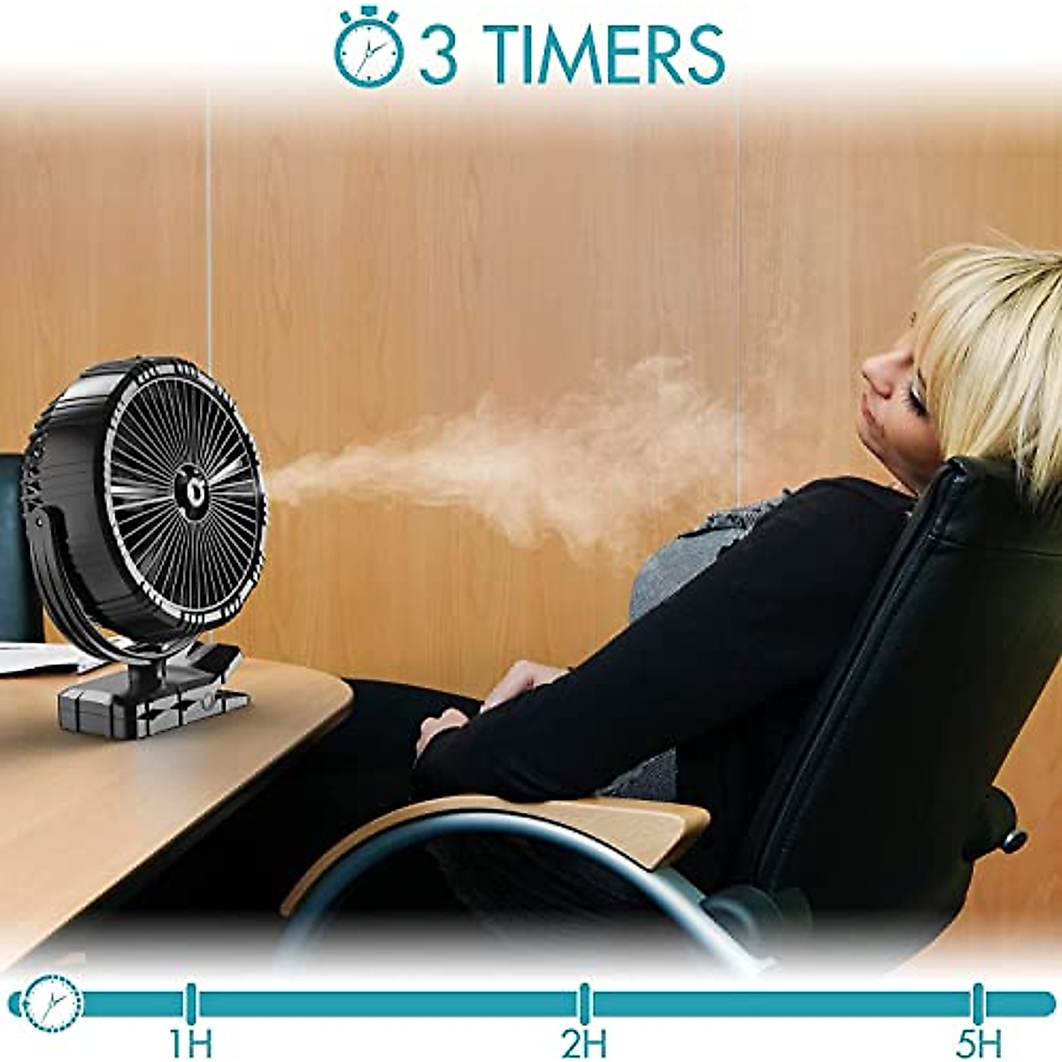 KITWLEMEN 8 Inch Misting Fan with Clip, 10000mAh Rechargeable Battery Powered, Personal Air Cooling Fan, 3 Speeds & 360° Rotatable Spray Fan with Foldable Hook for Home Office Camping Travel Jobsite