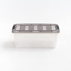 IRIS USA 13 Quart Stack & Pull Clear storage Box, Gray, 8 Pack