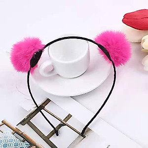 XIZHI 6pcs Pompom Ball Headband Iridescent Fluffy Ball Hair Loop Ear Headband Soft Style Cute Flurry for Kids Girls Boys Costume (Colorful)