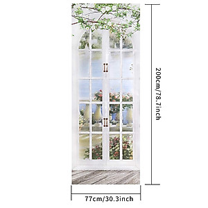 LIUCOGXI 3D Door Murals Wallpaper Landscape Stickers Peel and Stick Waterproof Self-Adhesive Removable Garden Wall Art Decoration for Home Office Pastoral 30.3"x78.7"