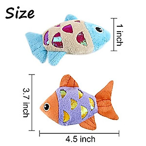 Andiker Cat Catnip Toys, 2pcs Small Cat Fish Toys with Crinkle Shine Ring Paper to Make Sound to Catch Your Cats Eyes and for Your Cats to Chew and Catch Interactive Cat Toys for indoor Cat (2pc)