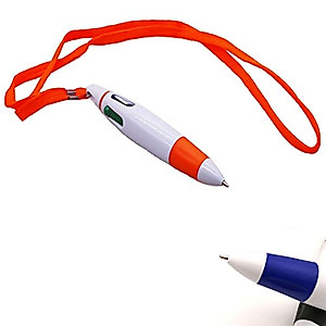 AEKAN Multicolor Retractable Shuttle Pens 0.7mm 4 Color Ink(Black, Blue, Red, Green) in One Ballpoint Pens with Lanyard On Top for Scribble Activity, Party (5 PCS lanyard shuttle pens)