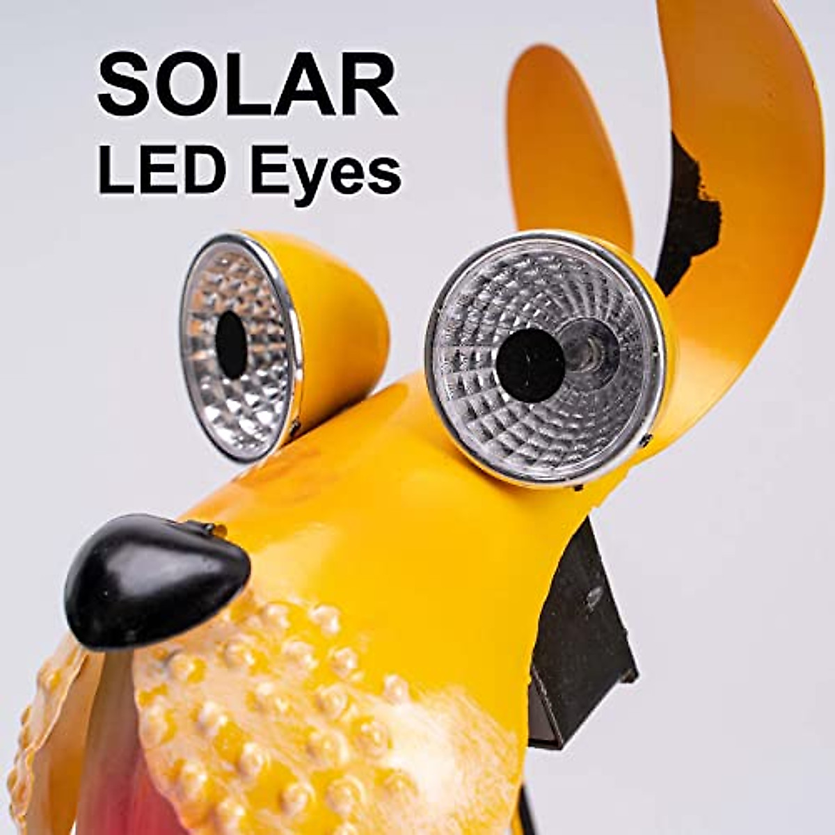 HSHD Solar Dog Statue Lights Outdoor Metal Yard Art - Funny Puppy Statue for Garden Patio Decor Lawn Ornaments(Sitting Dog)