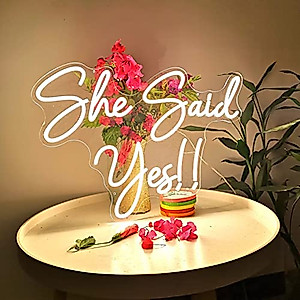 Large She Said Yes Neon Sign for Wedding Proposal Party, Wall Décor, Flex Led Neon Light Signs for engagement party, Wedding Decoration, Romantic Neon Sign gift 23x16.3 IN, Warm White.