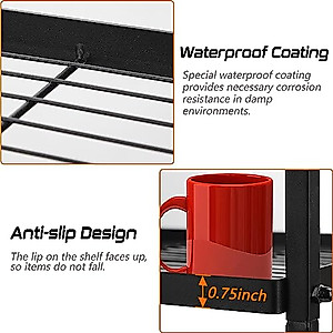 GIOTORENT 5-Wire Standing Storage Shelf, Metal Shelving Unit Pantry Rack for Laundry Kitchen Bathroom Organizer(Black)