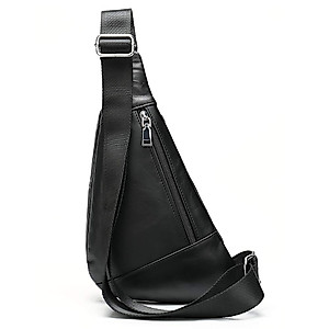 Genuine Leather Sling Bag Triangle Crossbody Bags Front Chest Day Pack One Shoulder Strap Backpack