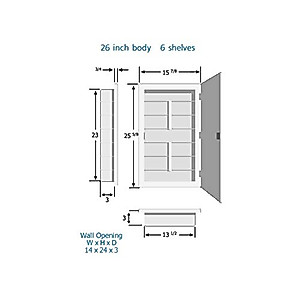 Zaca Spacecab Media Recessed Medicine Cabinet, 16" W x 26" L