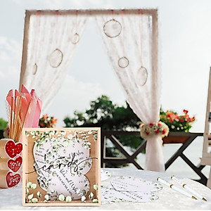 53 Pcs Wedding Card Boxes for Reception Wedding Greenery Card Holder Box 50 Pcs Advice and Wishes Card 2 Pcs Wedding Ballpoint Pens Wedding Wishes Cards and Box Set for Reception Bridal Shower