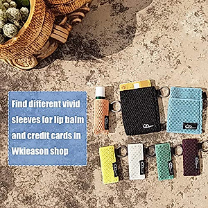 WKieason Lip Balm Sleeves Holder Keychain 3pcs Clip on Chapstick Keychain Holder Pouch Tight-Knit Elastic Lipstick Key Chain Holder (Black/Jade/Orange)