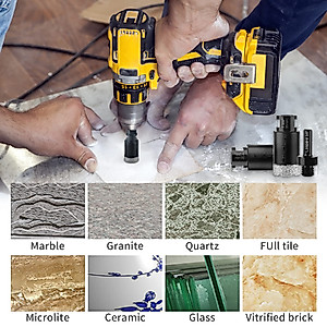 Dry Diamond Core Drill Bit, 1-3/8" 35mm Vacuum Brazed Hole Saw for Marble Porcelain Brick Masonry Concrete Hard Materials, Diamond Tile Hole Saws with 5/8-11 Thread Plus 3/8 Hex Shank Adapter