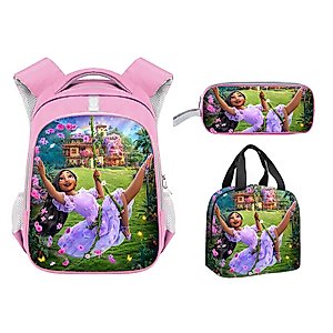 Gojo Satoru Pink Backpack, 3D Printing Mirabel Backpack Kids Backpack Lunch Bag Pencil Case Combination-3