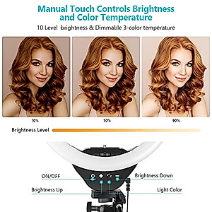 Sensyne 10'' Ring Light with 50'' Extendable Tripod Stand, LED Circle Lights with Phone Holder for Live Stream/Makeup/YouTube Video/TikTok, Compatible with All Phones