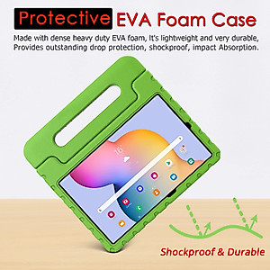 Viahoo Kids Case for Samsung Galaxy Tab S6 Lite 10.4" Tablet 2024 2022 2020 Model SM-P610/P615/P613/P619 Kid-Proof and Shockproof Tablet Case Flexible Durable Cover with S Pen Slot, Green