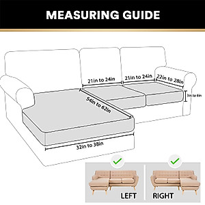 PrinceDeco Sectional Couch Covers 3 Pieces Velvet Sofa Covers L Shape Soft Couch Covers for Sectional Sofa Corner Sofa Cover Couch Cover for Dogs Washable (2 Seater + 1 Chaise,Taupe)