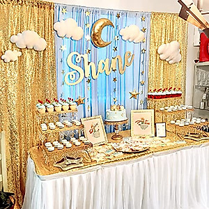 B-COOL Gold Sequin Backdrop Curtain Gold Curtains 2 Packs 2ftx8ft Gold Drapes for Backdrop Gold Backdrop Curtains for Parties Holiday Baby Shower Photography Stage