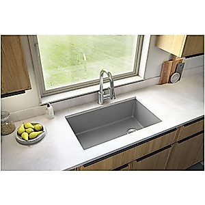 Karran QU-670 Undermount Quartz Composite 32 in. Single Bowl Kitchen Sink in White