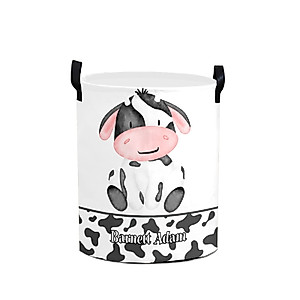 Cow Print Farm Animal Storage Bin, Waterproof Oxford Fabric Clothes Basket Organizer for Laundry Hamper,Toy Bins,Gift Baskets, Bedroom, Clothes,Baby Nursery