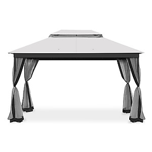 CHARMELEON 10x13 Gazebos for Patios with 4 Sandbags, Waterproof Gazebo Canopy with Netting Screen Walls, Outdoor Gazebo for Garden, Backyard, Deck, and Lawns (Gray)