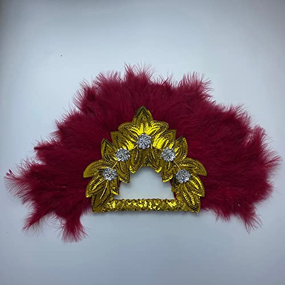 Msbfea Big Size Evantaille Mariage Africain Feather Fan Ladies Wedding Red Color Turkey Feather Fan for Bride Feather Nigerian - 32cmx55cm Color 125