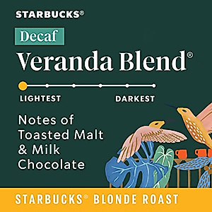 Starbucks Ground Coffee—Starbucks Blonde Roast Coffee—Decaf Veranda Blend—100% Arabica—6 bags (12 oz each)