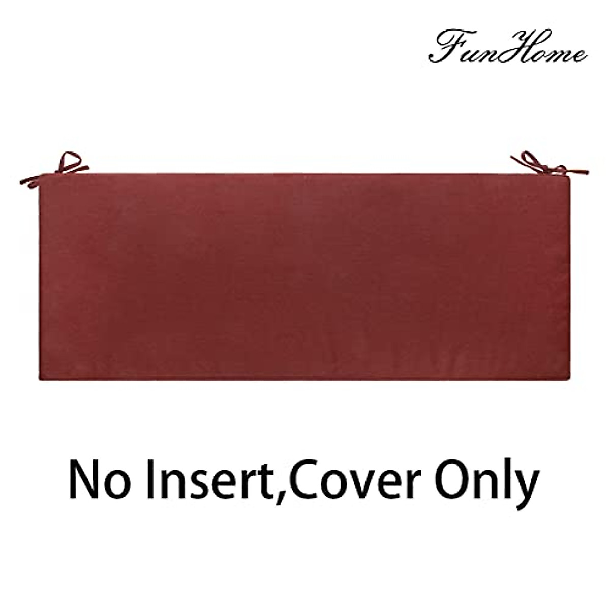 Outdoor Bench Cushion Cover 42 x18 x 3 inch,Waterproof with Zipper&Ties,Fade-Resistant Slipcover,Patio Porch Swing Cushion Cover Replacement Only,No Insert(Dark Red)