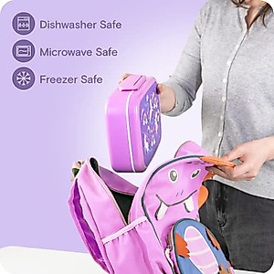 RUVALINO Bento Lunch Box for Kids, 5-Compartment Bento-Style Kids Lunch Box with Utensils, Leak-Proof, Dishwasher Safe, Pre-School Kid Daycare Lunches Snack Container for Ages 5 and up, Unicorn
