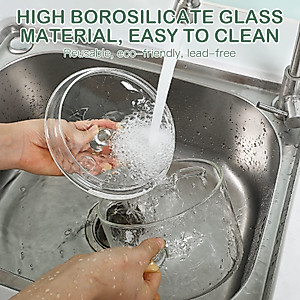 YARNOW Glass Simmer Pot, Glass Saucepan with Cover, 2 Quart Clear Glass Pot, Handles (8.7 x 6.3 x 6.7 Inch, 64 Oz)