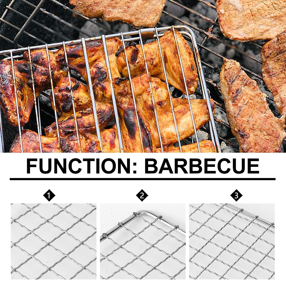 Cabilock Grill Net Bbq Grates Replacement Bbq Wire Mesh Stainless Steel Grill Grate Stainless Steel Bbq Grill Baking Rack for Oven Grill Rack Cooling and Baking Rack Component Barbecue