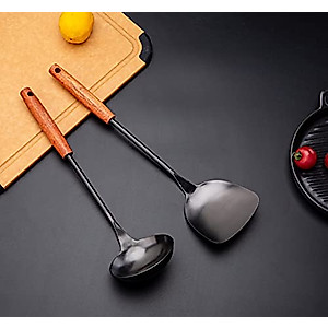 Spatula & Ladle Wok Tool Set, 14.2-15 inches wok utensils, Stainless Steel wok spatula