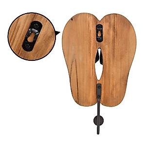Veclotch Beach Themed Flip Flop Wall Mounted Coat Hooks Towel Rack,Solid Fir Wood Sandal Slipper Shaped Hanging Ornament Nautical Wall Hook Hanger for Bathroom Bedroom Living Room