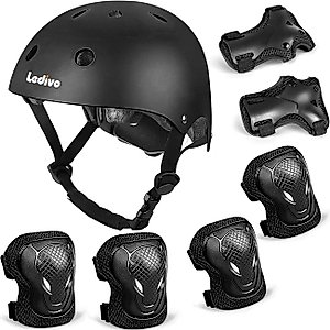 LEDIVO Kids Adjustable Helmet Suitable for Ages 3-9 Years Toddler Boys Girls, Sports Protective Gear Set Knee Elbow Wrist Pads for Bike Bicycle Skateboard Scooter Rollerblading