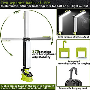 Gerttilyon 30W LED Work Light for Ryobi 18v Battery Cordless 270 Degree Rotating LED Work Light with Integrated Mounting Hooks for Car Repairing,Camping,Emergency and Job Site Lighting