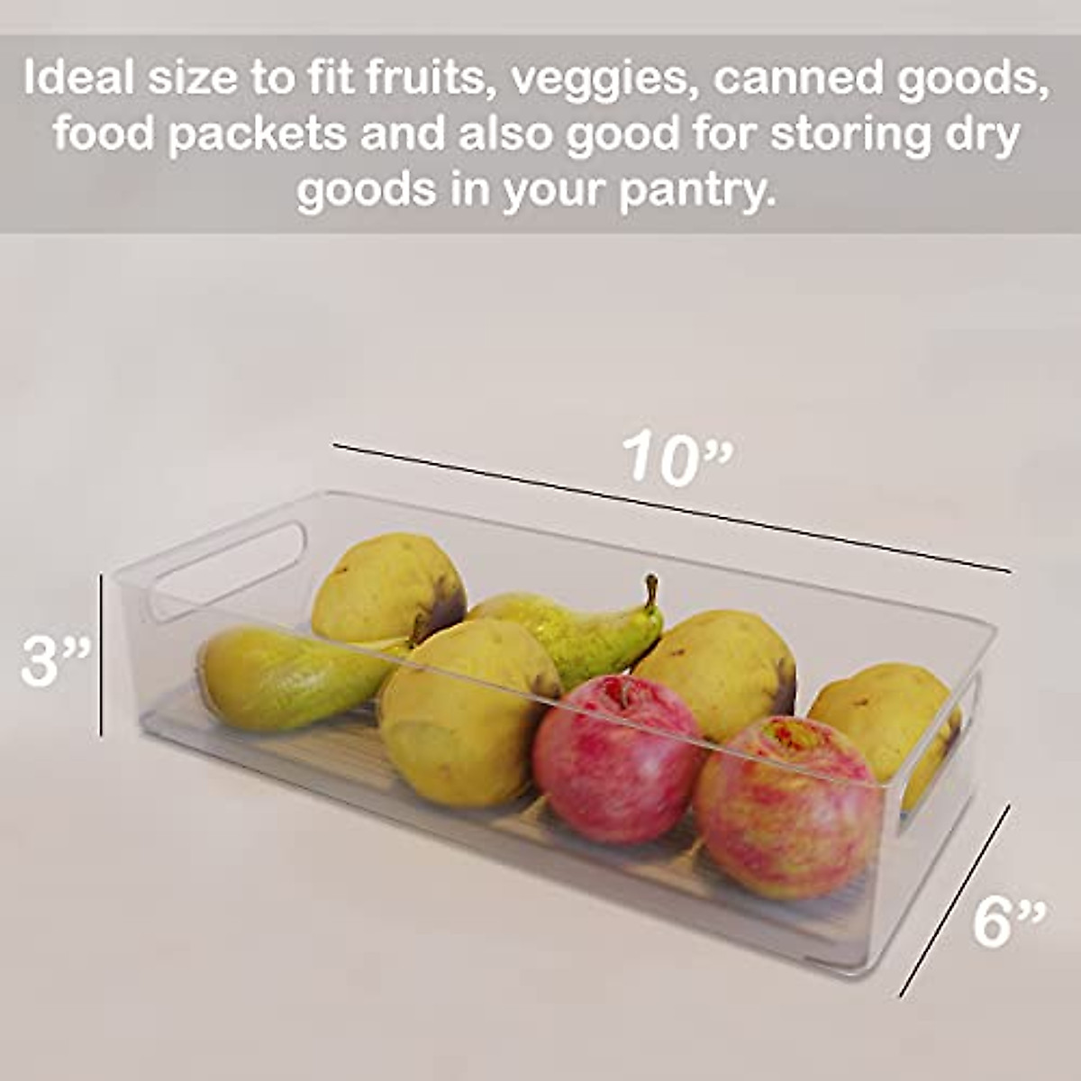 Bahoki Essentials Kitchen Pantry Bin - Clear Plastic Storage for Freezer and Refrigerator - Kitchen Organizer for Snack, Drink, Fruit and Vegetable - Multifunctional Stackable Home Bins