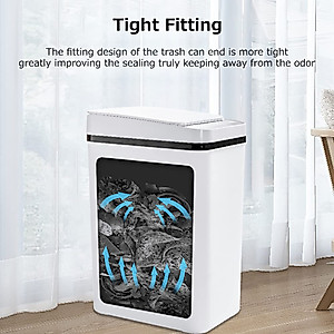 KEETRILAI 10L Waterproof Touchless Trash Can Plastic Automatic Garbage Can Slim Narrow Smart Trash Can for Bathroom Bedroom Kitchen Office Living Room（White）