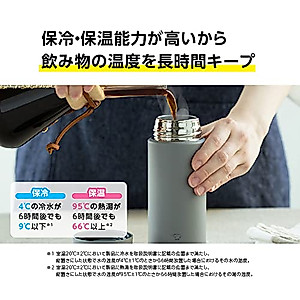 Zojirushi Mahobin Water Bottle, Seamless 12.2 fl oz (360 ml), Screw, Stainless Steel Mug, Sand Beige, Integrated Washer and Washer, Easy to Clean, 2 Pieces Only SM-ZB36-CM