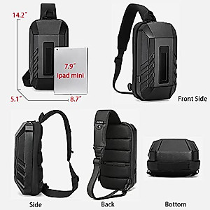 OZUKO Anti-Theft Sling Bag with LED Display, Waterproof Hard Shell Crossbody Shuolder Bag Travel Casual Daypack
