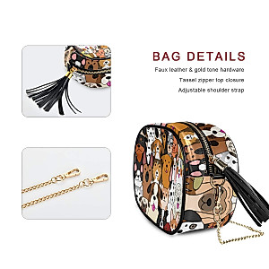 ALAZA PU Leather Small Crossbody Bag Purse Wallet Cute Doodle Dog Print Animal Cell Phone Bags with Adjustable Chain Strap & Multi Pocket