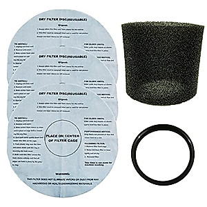 ALL PARTS ETC. Foam Filter Sleeve for Shop Vac including 3 Dry Filters, 1 Foam Sleeve, and 1 Mounting Band - Compatible with Shop Vac, Ridgid, Craftsman and Other Similar Wet Dry Vacs
