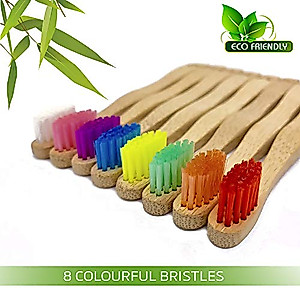 Bamdable Bamboo Wood Toothbrush with Animal Designs | Pack of 8 | Eco-Friendly | Soft Colorful Bristles for Kids