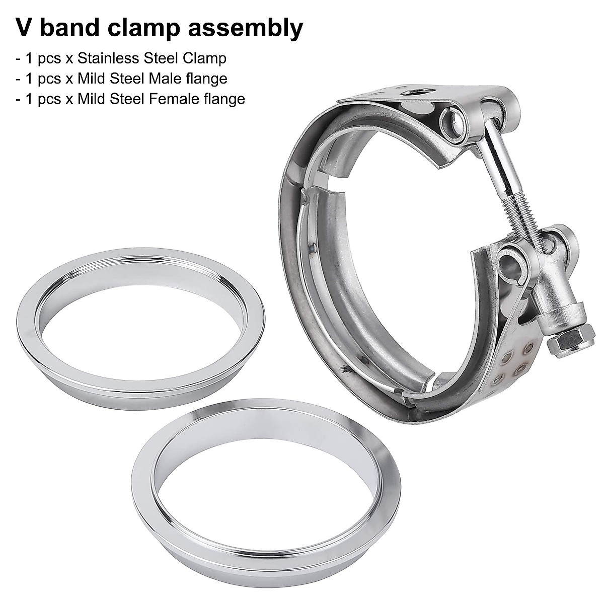 EVIL ENERGY 3 Inch V Band Clamp, Bundle with 2.5" ID to 3" OD Exhaust Pipe Reducer Adapter