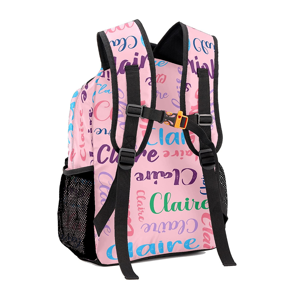 ZAACUSTOM Polyester Custom Bookbag with Name Text Elementary Kids Girls Personalized School Backpack Customize Book Bag, Stylish, Waterproof, Unique, Adjustable Shoulder Straps, 1 Pack