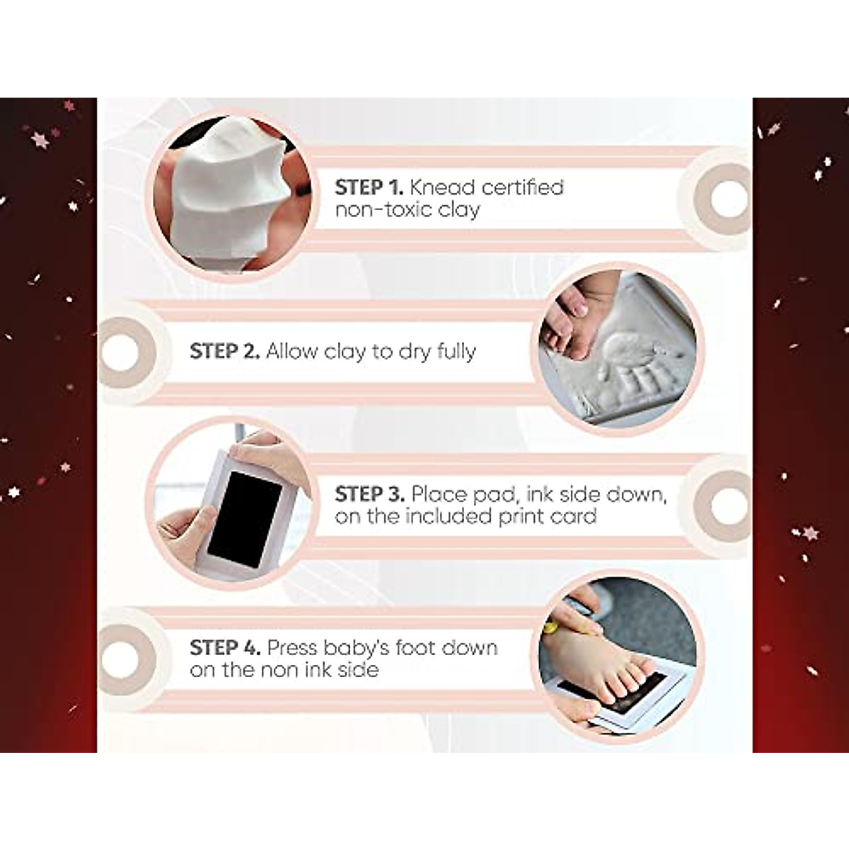 Baby Hand and Footprint Kit - Newborn Keepsakes for Baby Boys and Girls - Non-Toxic Ink and Clay Kit with White Photo Frame, for Baby Shower, Baby Registry and Nursery Decor.