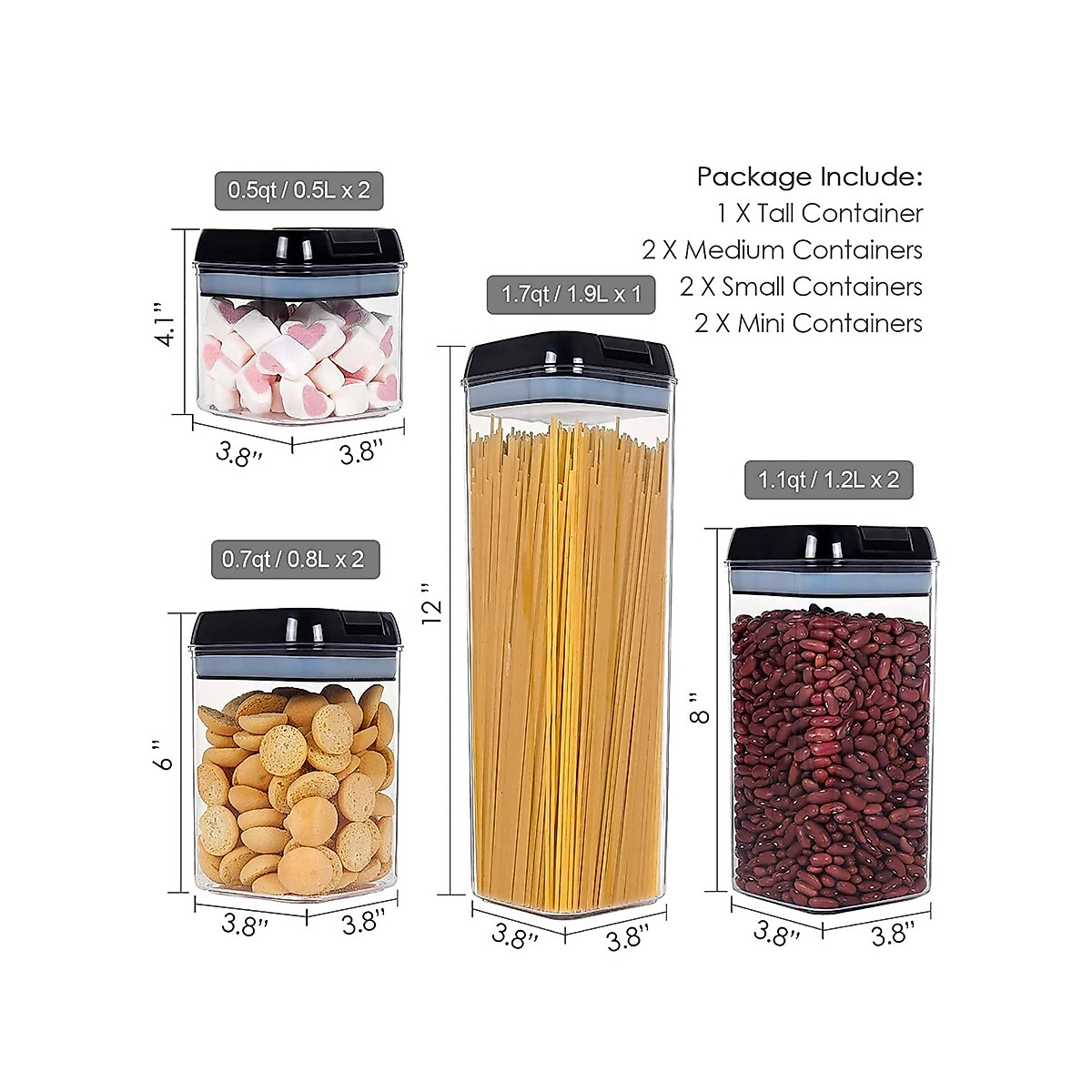 AIRTIGHT CONTAINER SETS FOR FOOD STORAGE 7 PIECE SET