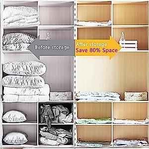 LOKNGXU Vacuum Storage Bags Save Storage Space Bedroom Organization Quilts Blankets Clothes Storage Vacuum Seal Bags with Travel Hand Pump (Large 6pack)