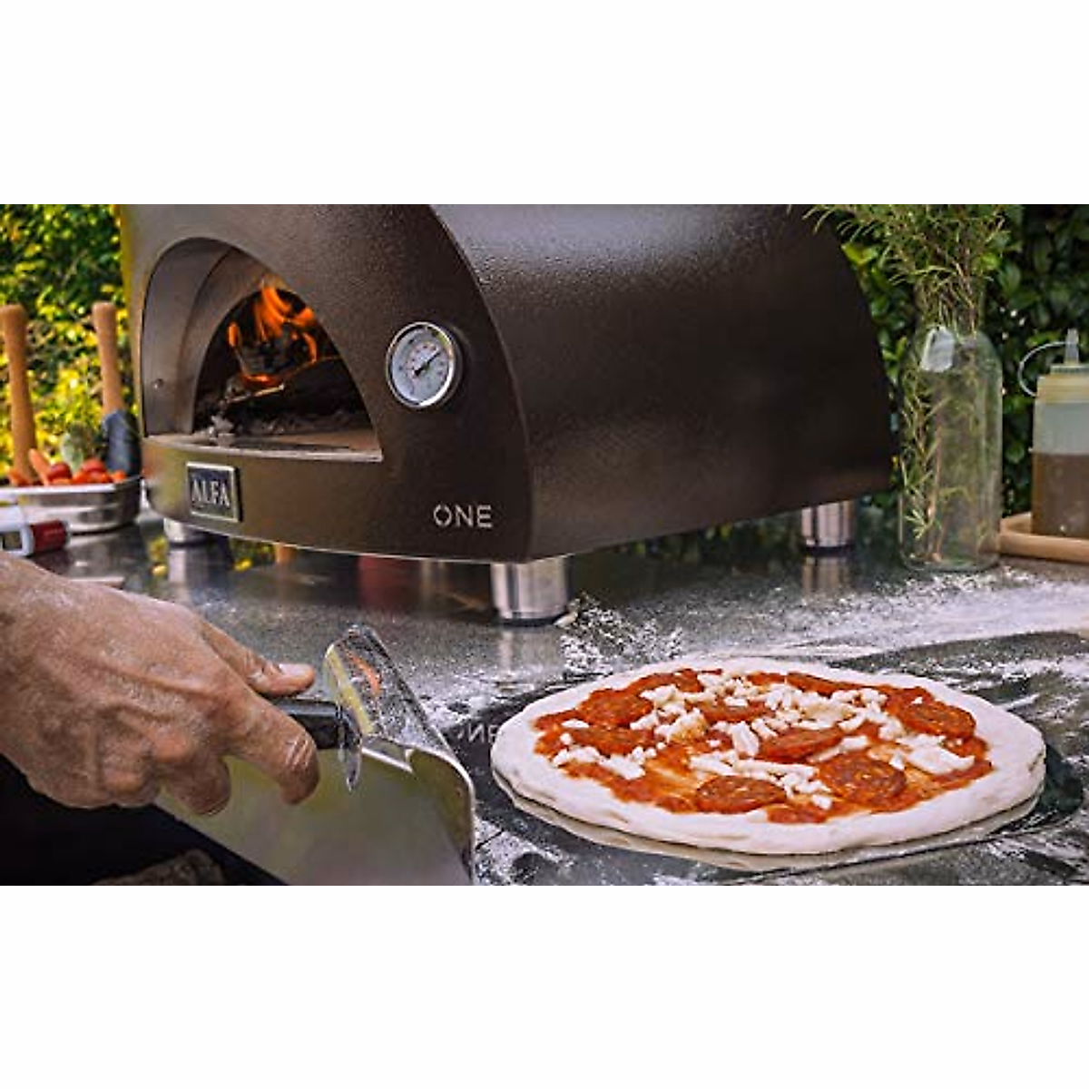 ALFA Brio Antique Red Liquid Propane Countertop Outdoor Pizza Oven