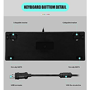 Wired Gaming Keyboard and Sets 87 Keys Rainbow Backlit Mechanical Keyboard ,RGB Backlit 6400 DPI Lightweight Gaming Mouse, Mouse Pad (Black)